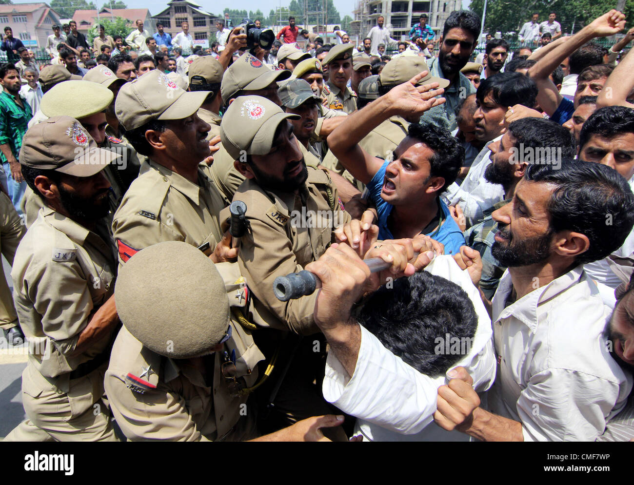 Aug. 2, 2012 - indian policemen stop members of Communist Party of ...