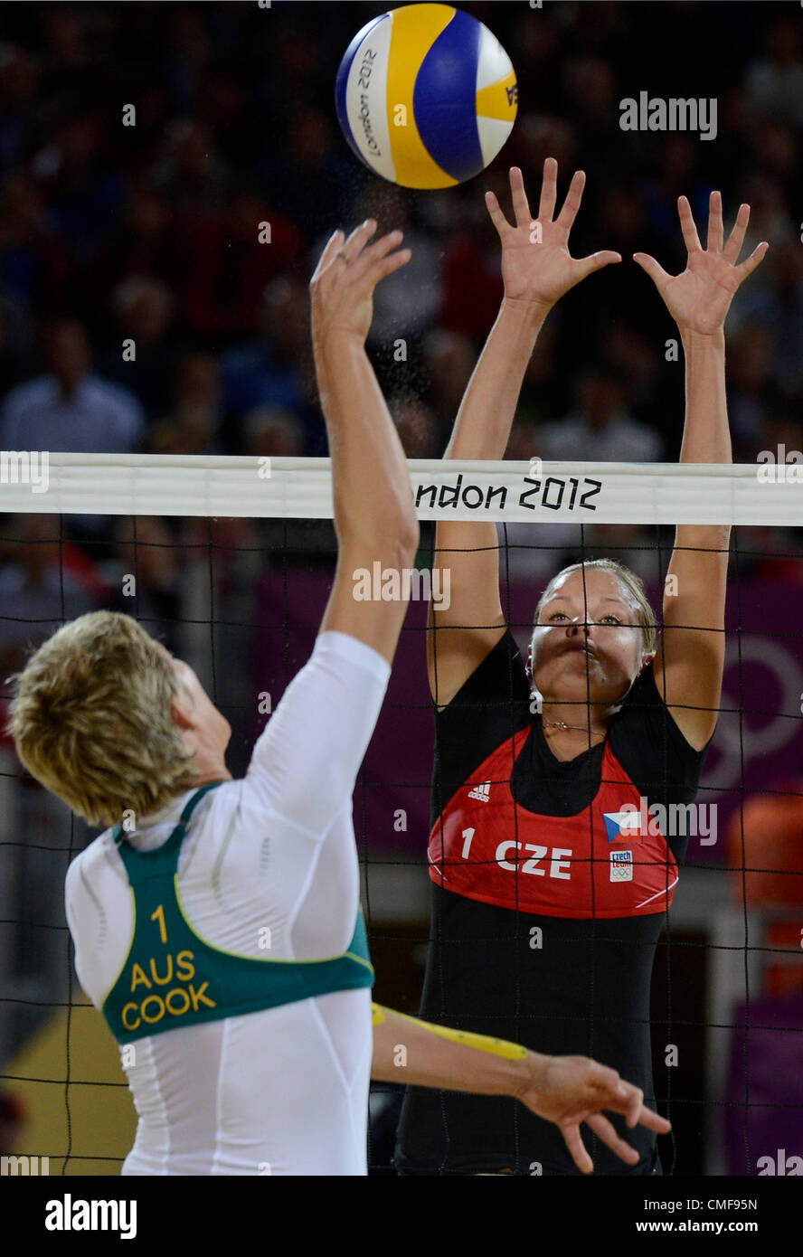 2nd August 2012. Czech Republic's Marketa Slukova, right, and Australia ...