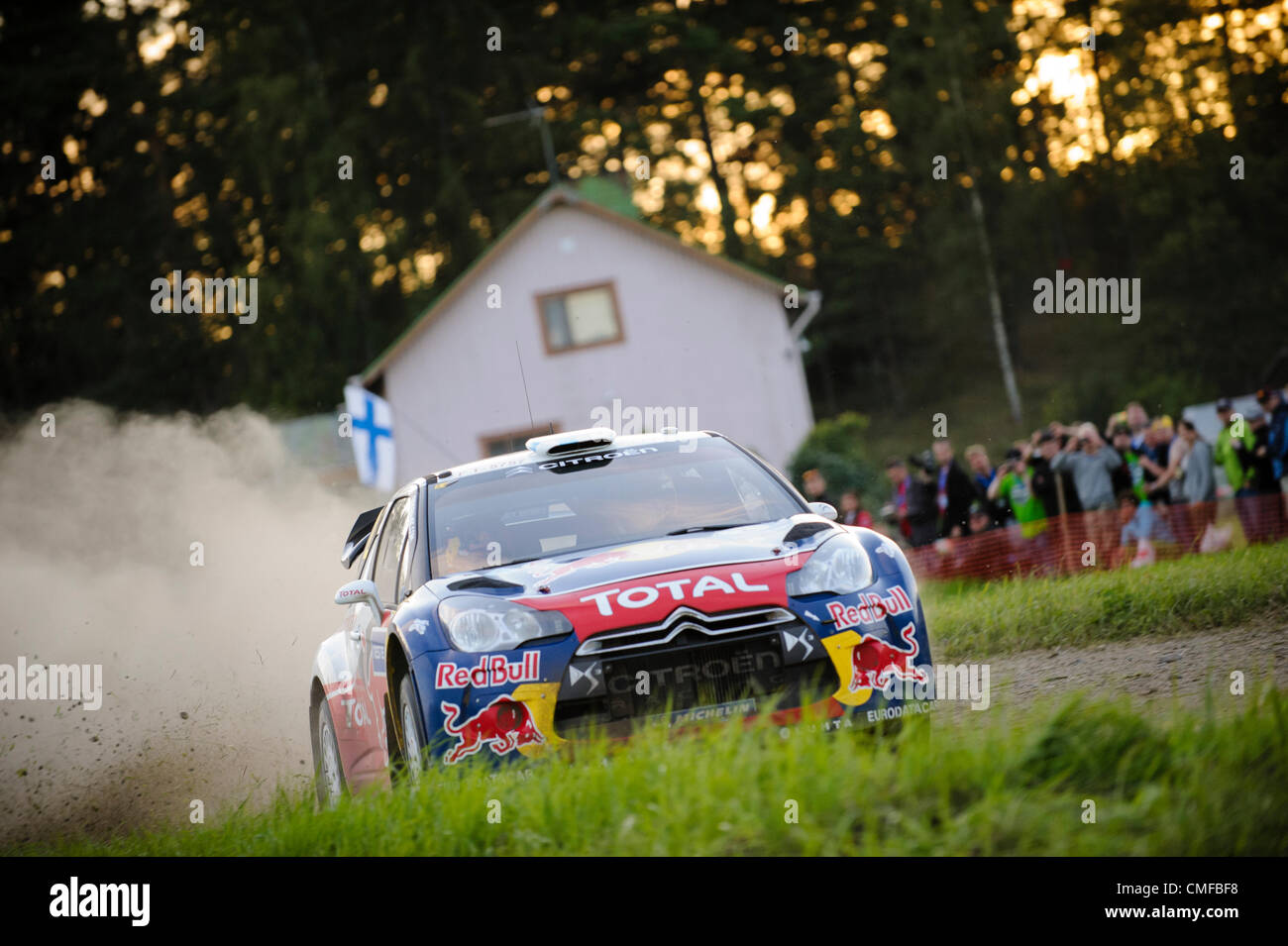 Mikko Hirvonen of Finland and Jarmo Lehtinen of Finland compete in ...