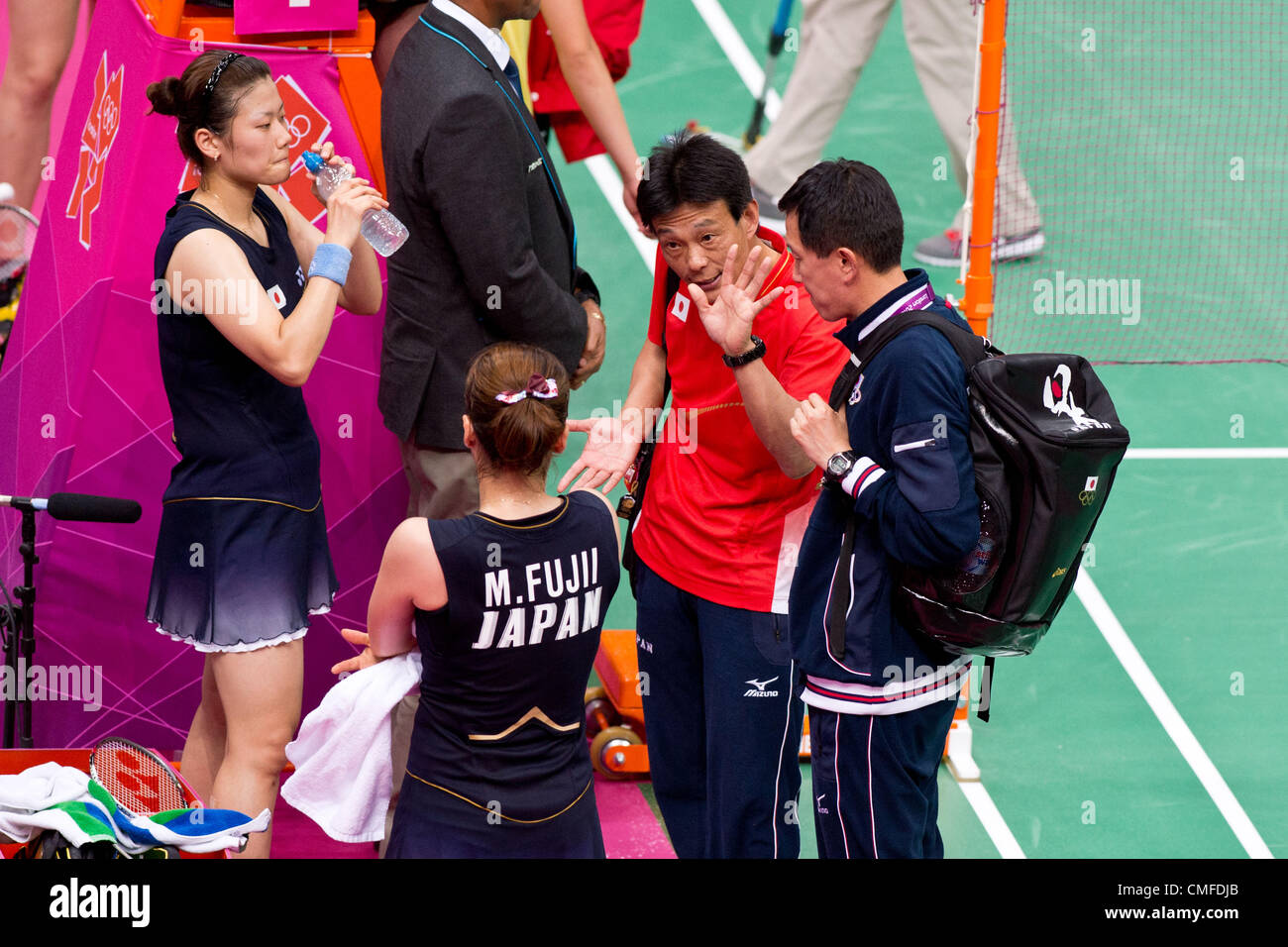 (L-R) Reika Kakiiwa, Mizuki Fujii, Kei Nakashima coach (JPN), AUGUST 2 ...