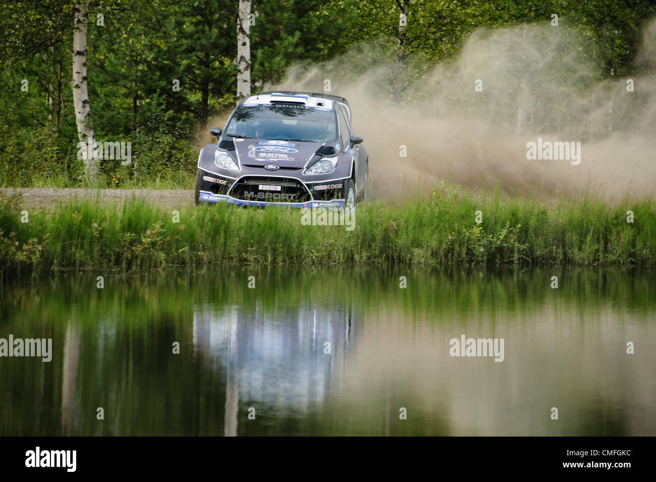 JYVÄSKYLÄ, FINLAND - August 3: Ott Tänak of Estonia and Kuldar Sikk of ...