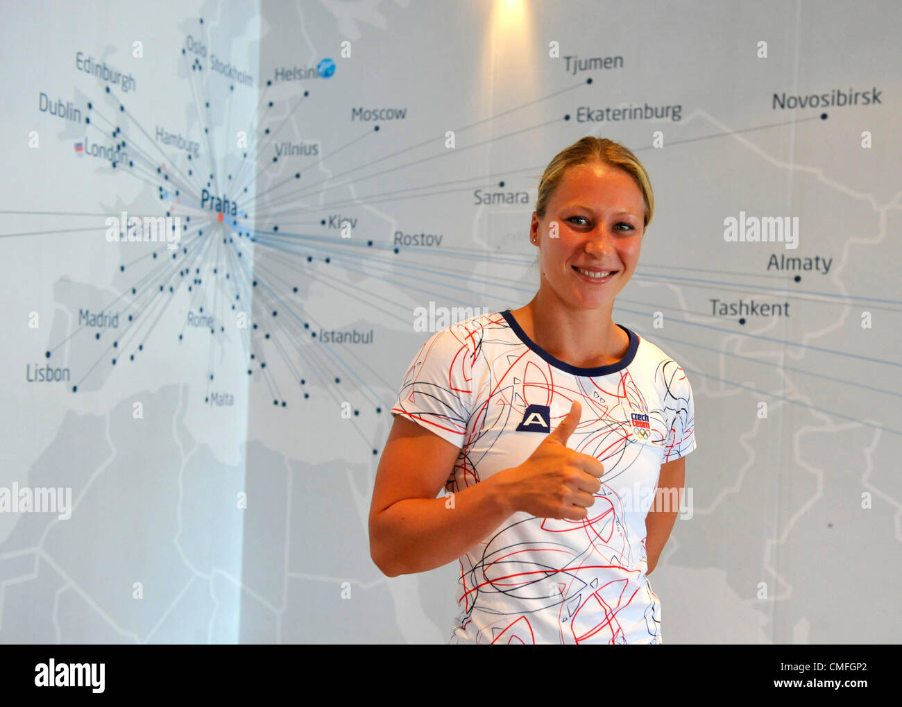 Czech athlete Jirina Ptacnikova pictured at Ruzyne Airport, Prague ...