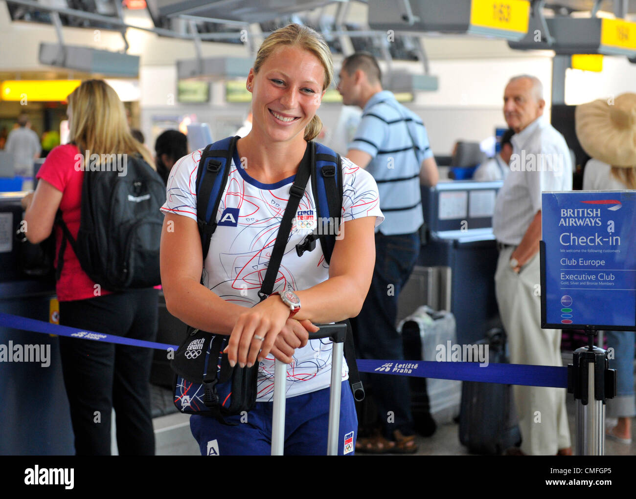 Czech athlete Jirina Ptacnikova pictured at Ruzyne Airport, Prague ...