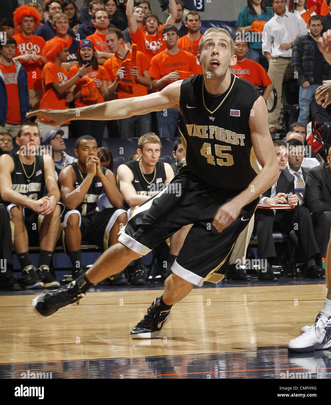 Feb. 8, 2012 - Charlottesville, Va, USA - Wake Forest forward Ryan ...