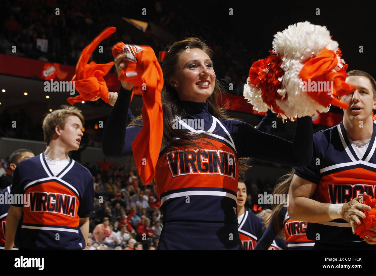 Feb. 8, 2012 - Charlottesville, Va, USA - Virginia cheerleaders perform ...