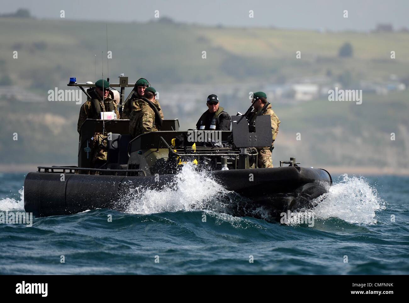 Military security boat and Royal Marines providing security at the ...