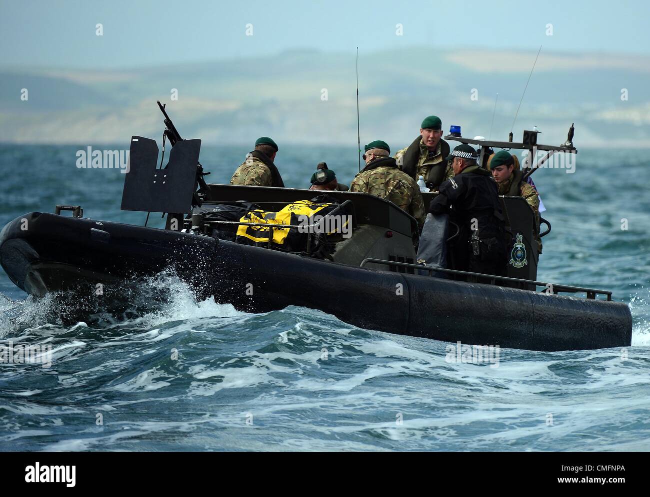 Military security boat and Royal Marines providing security at the ...