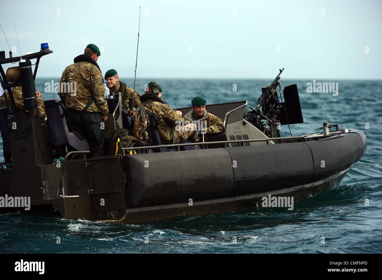 Military security boat and Royal Marines providing security at the ...