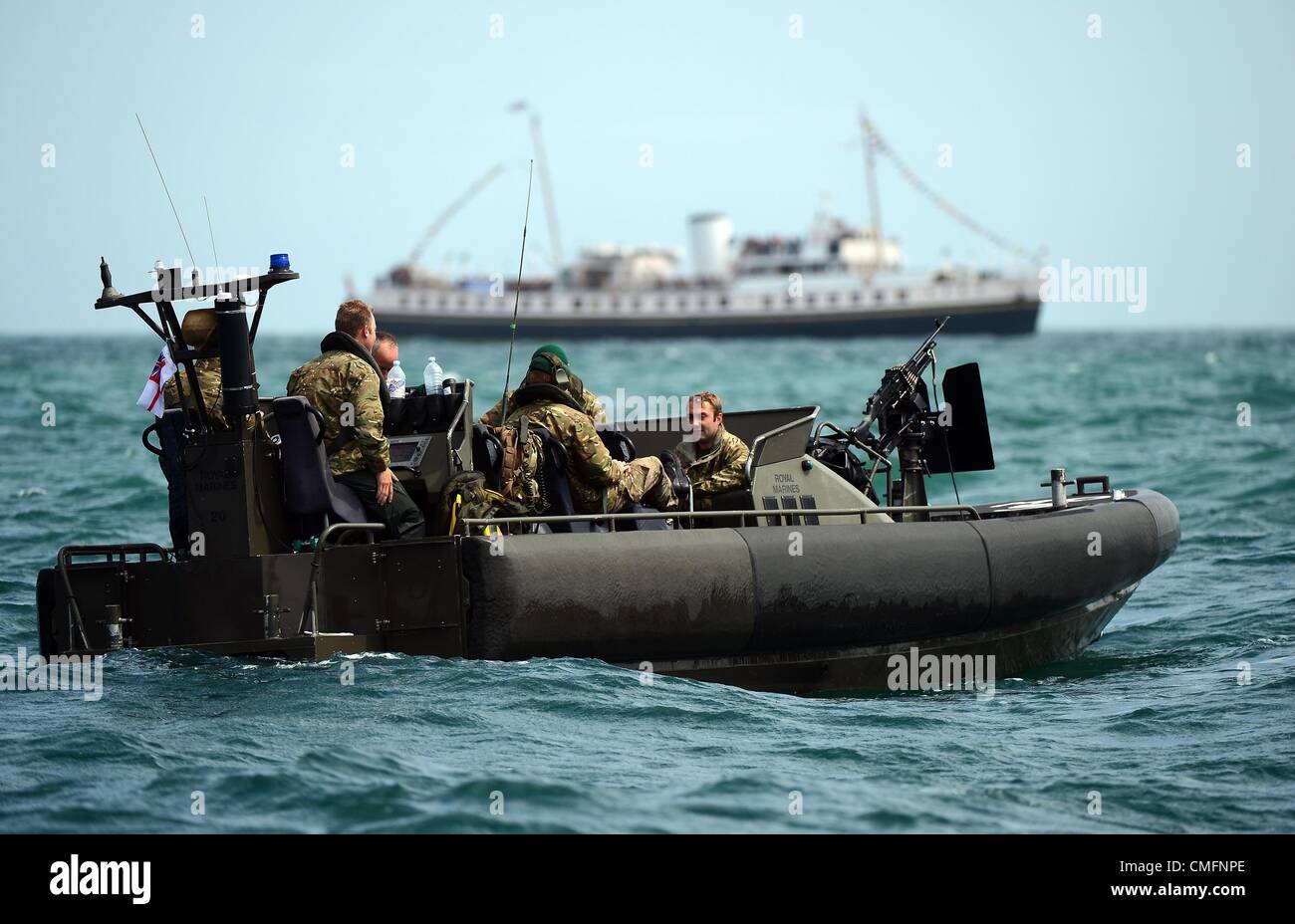 Military security boat and Royal Marines providing security at the ...