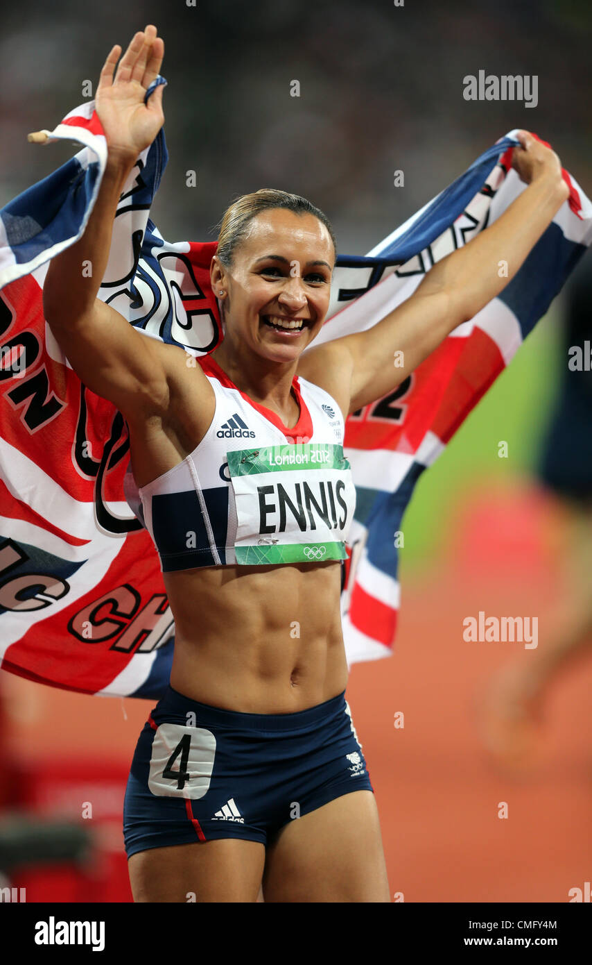 JESSICA ENNIS WINS GOLD GREAT BRITAIN LONDON 2012 OLYMPIC GAMES,WOMENS ...