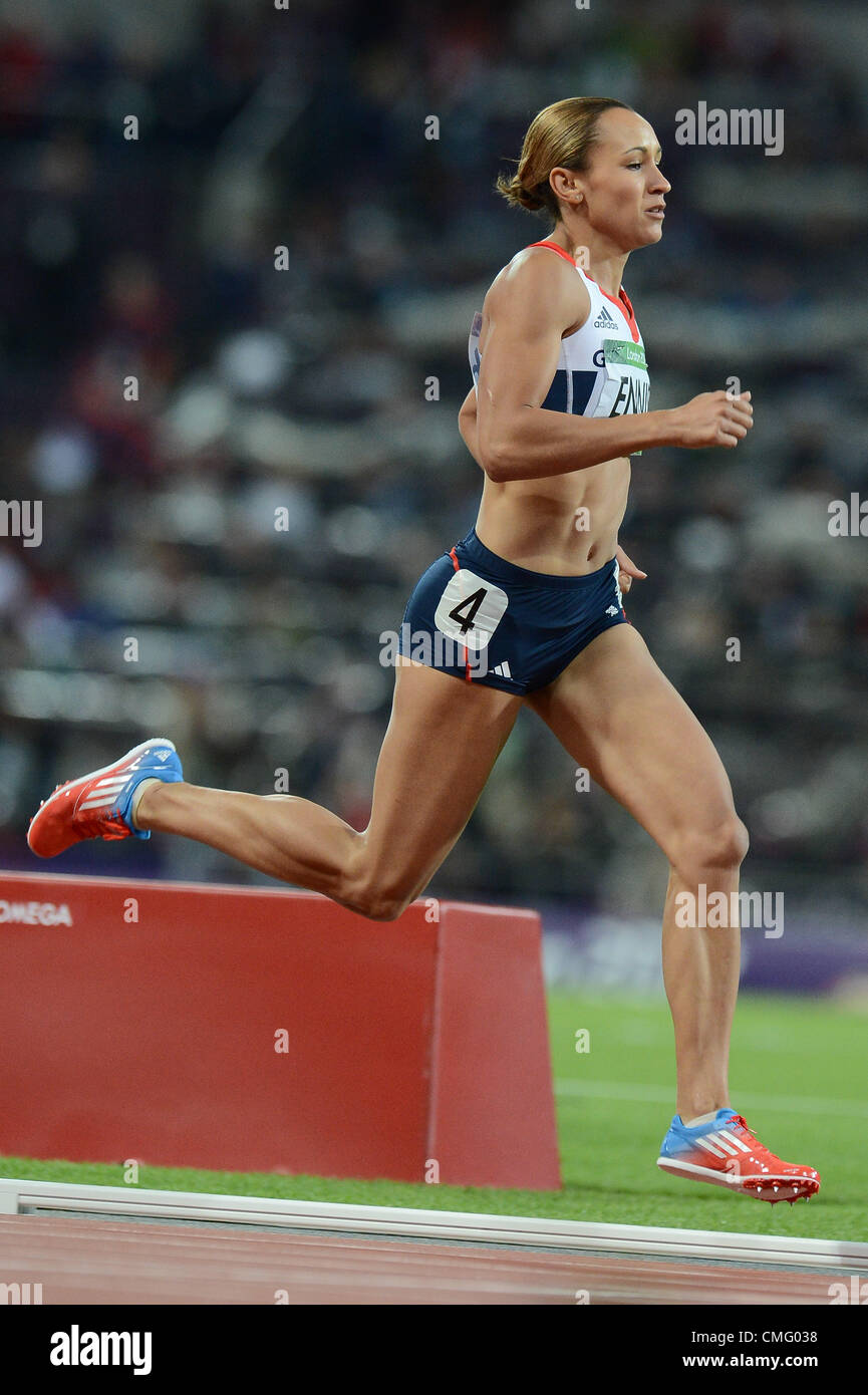 LONDON, ENGLAND - AUGUST 4, Jessica Ennis of Great Britain running the ...