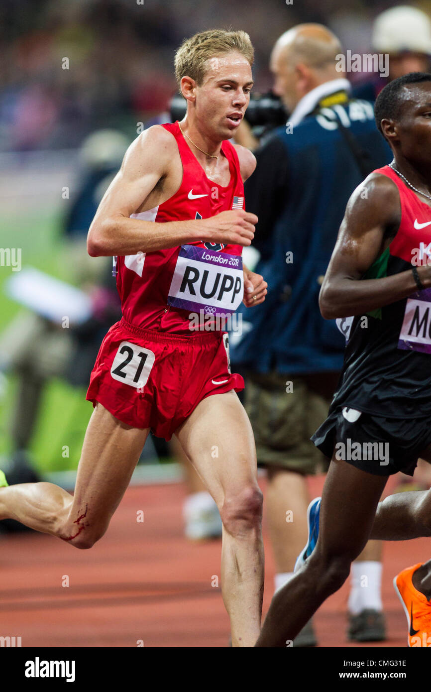 Galen Rupp (USA) running in the men's 10,000 where he won the siver ...
