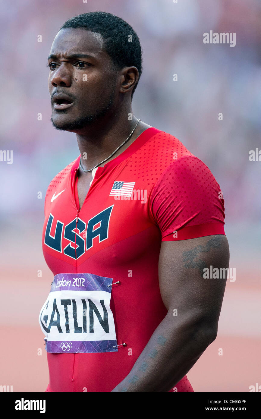 05.08.2012 Stratford, England. Americas Justin Gatlin (USA) wins ...