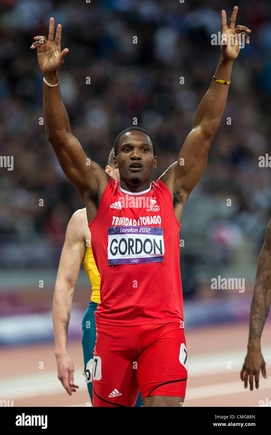 05.08.2012 Stratford, England. Trinidads Lalonde Gordon (TRI) wins in ...