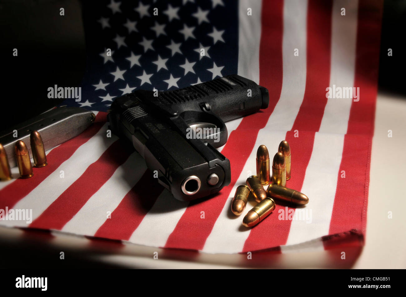 A Ruger 9mm pistol with an American flag is owned by an American ...