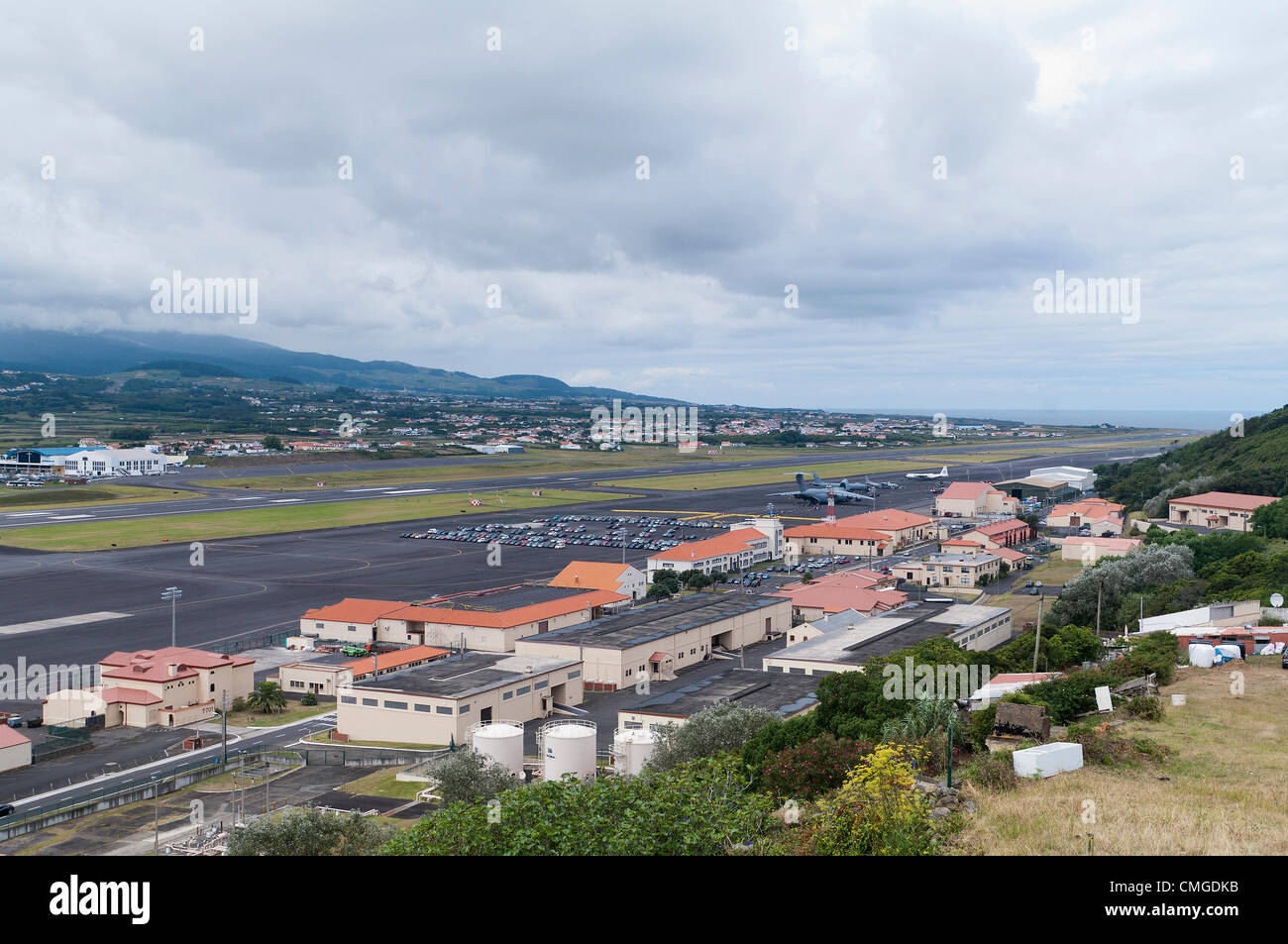 Lajes Airfield and USAF base on Terceira Island, Azores, Portugal, with ...