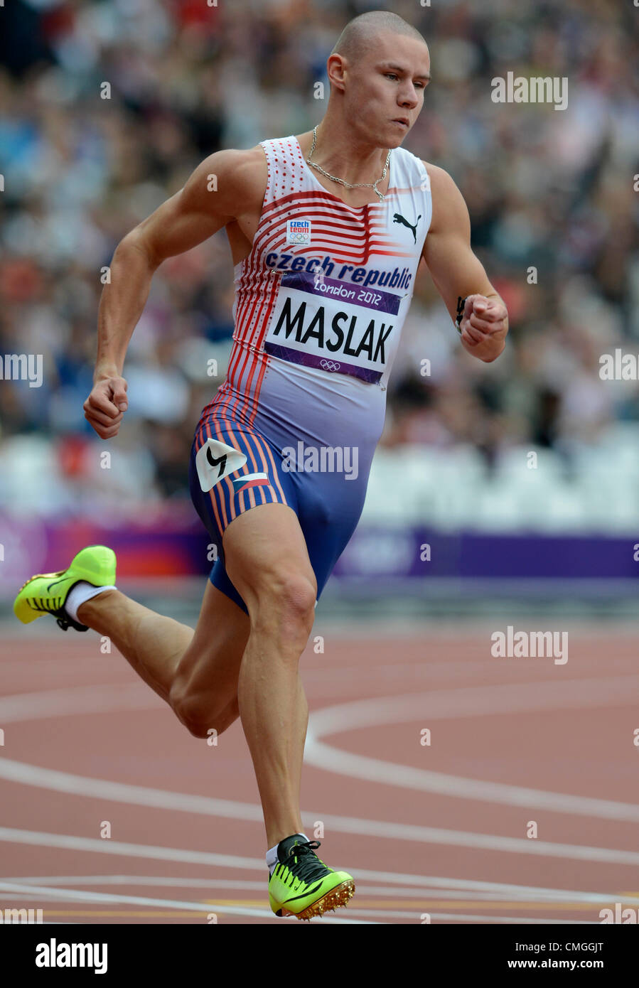 Men's 200m Round 1, Pavel Maslak (CZE), 2012 Summer Olympics, London ...