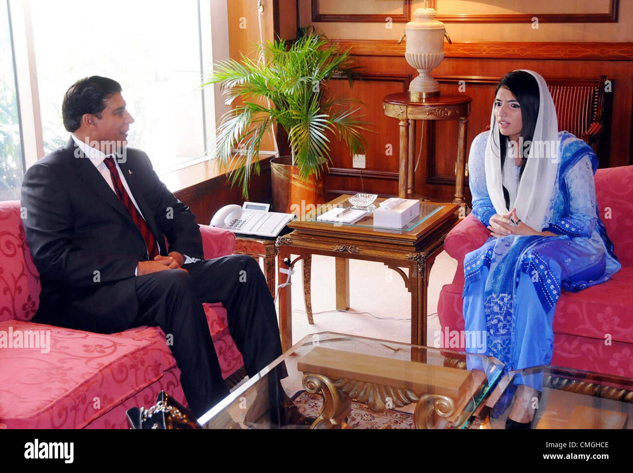 7th Aug 2012. Prime Minister Raja Pervez Ashraf talks with Aseefa ...