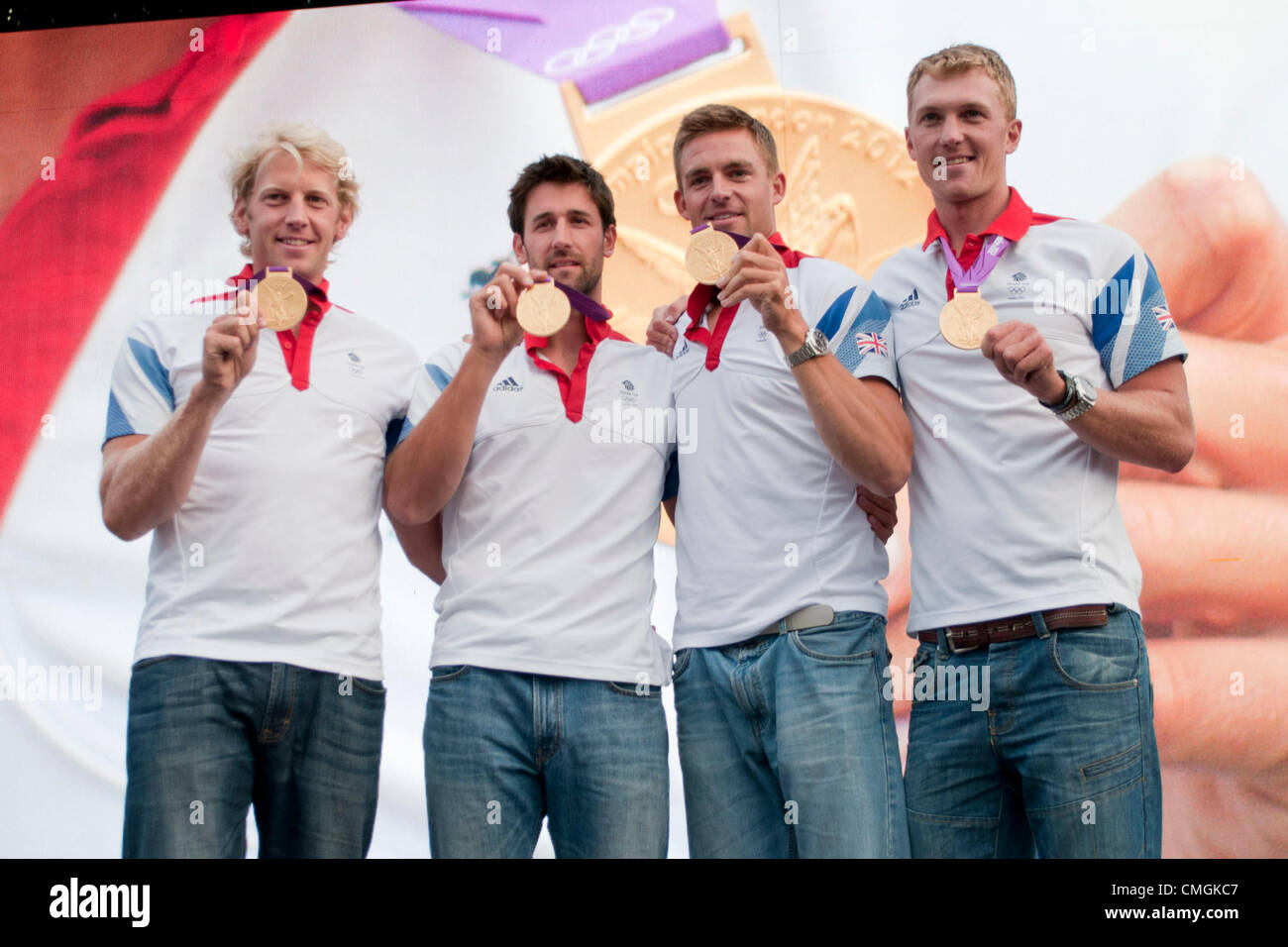 7th Aug 2012. London, UK. 07/08/12. Team GB Men's rowing team (fours ...