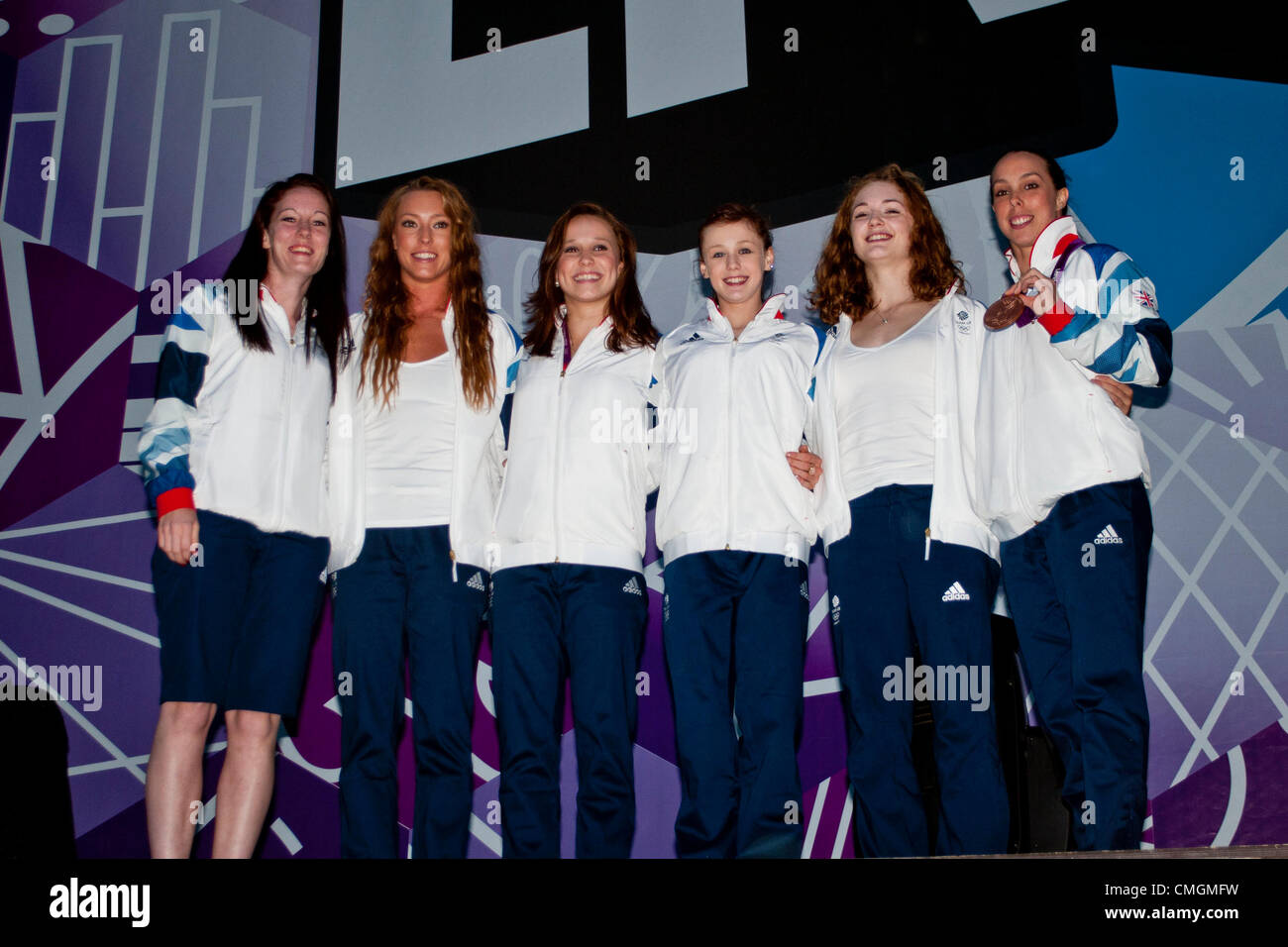 London, UK. 07/08/12. Team GB women's gymnastics gold medal winners ...