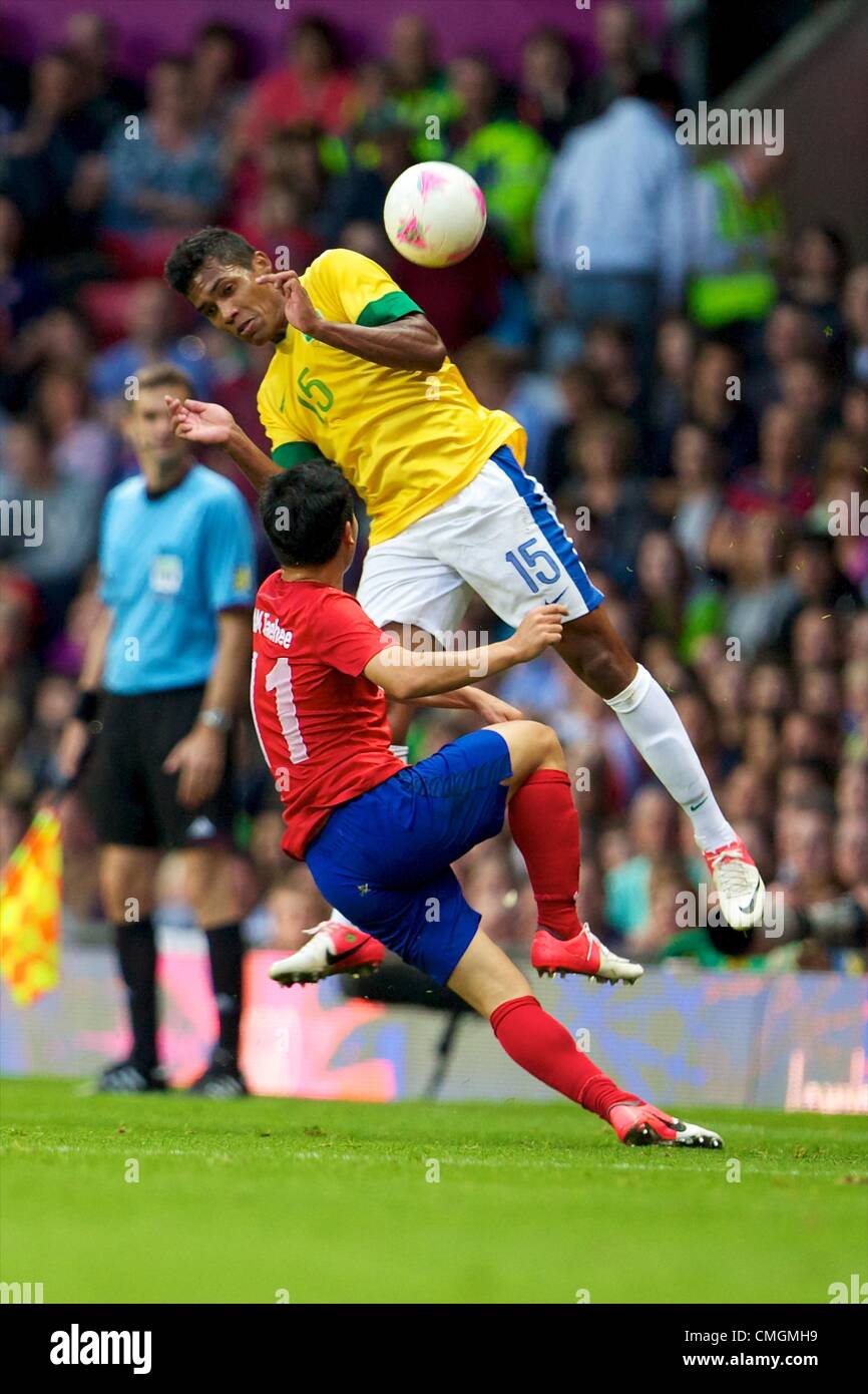 07.08.2012 Manchester, England. Brazil defender Alex Sandro and Korea ...