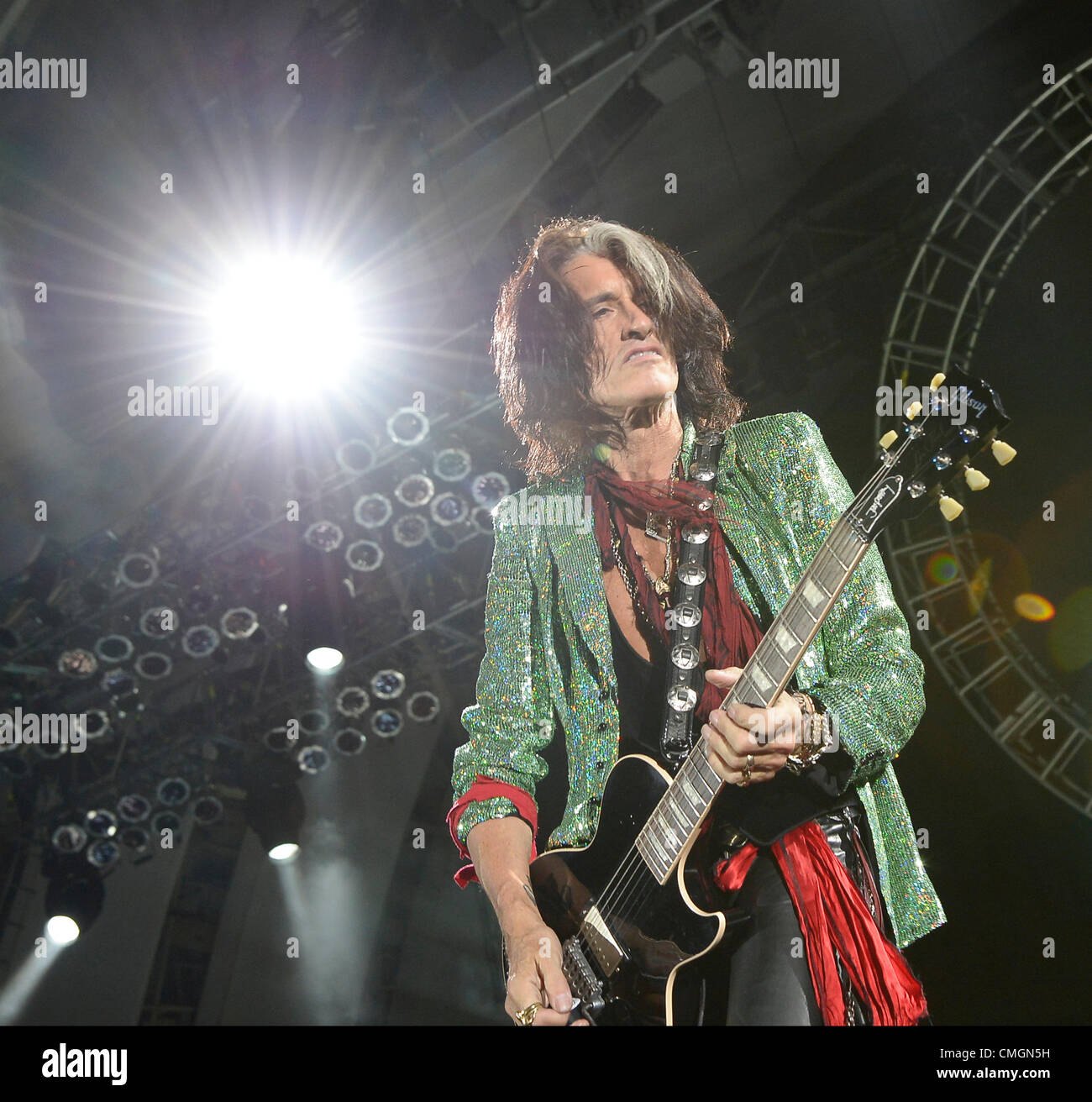 August 6,2012. Hollywood California USA- Aerosmith's Joe Perry performs ...
