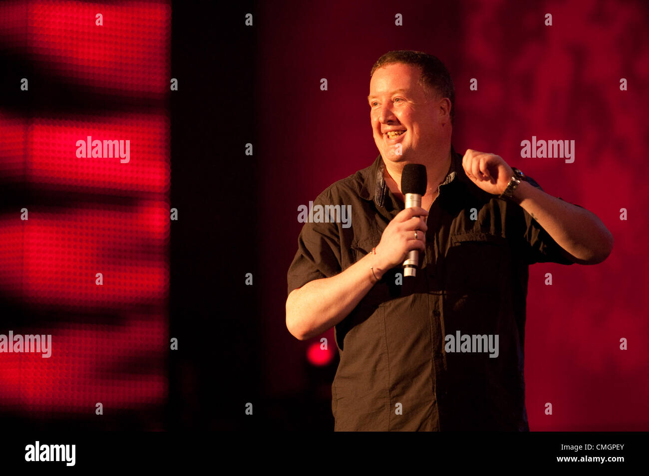 Tuesday 7 August 2012 Welsh stand-up comedian GARY SLAYMAKER on stage ...