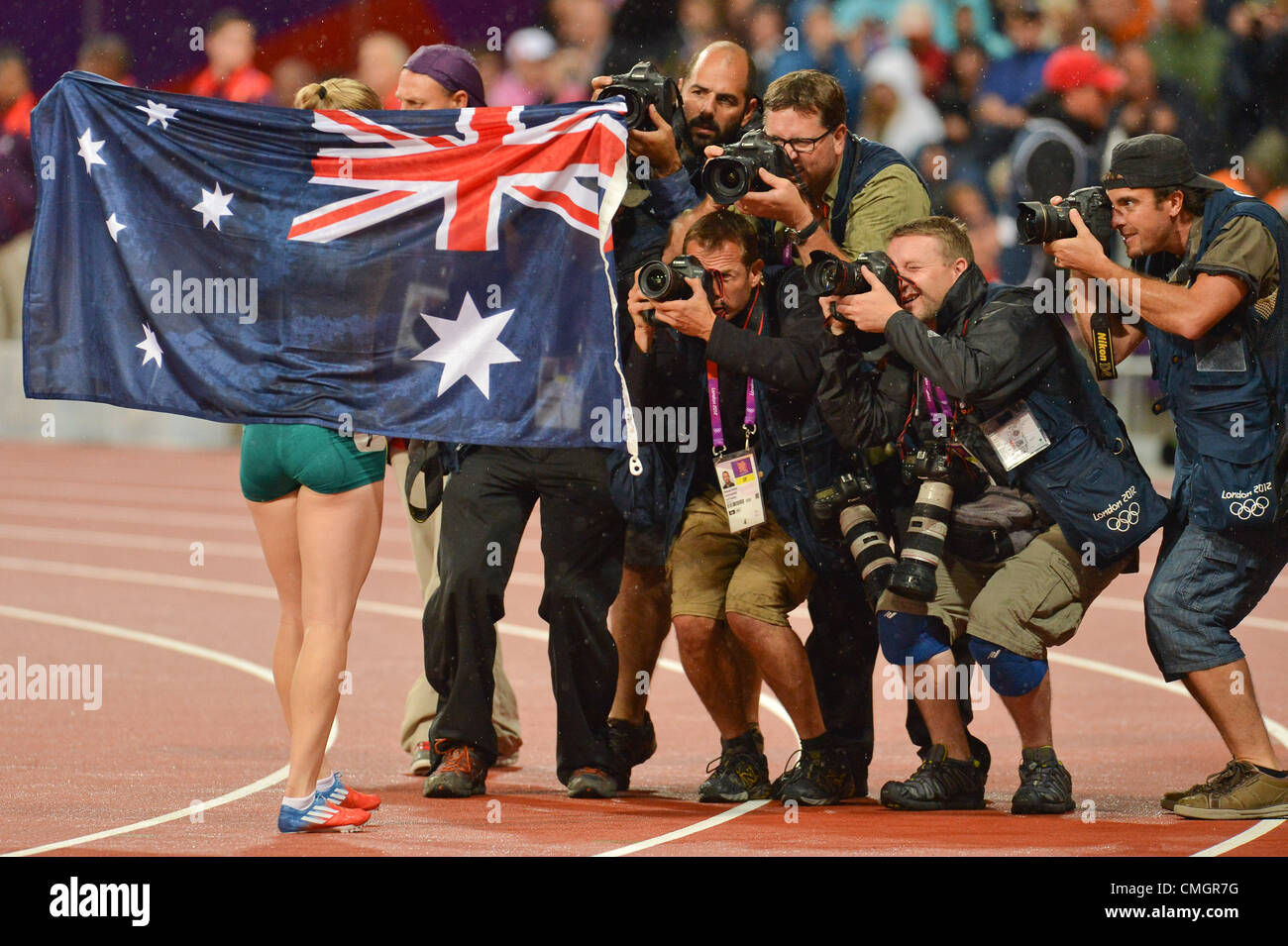 LONDON, ENGLAND - AUGUST 7, Sally Pearson poses for photographers ...