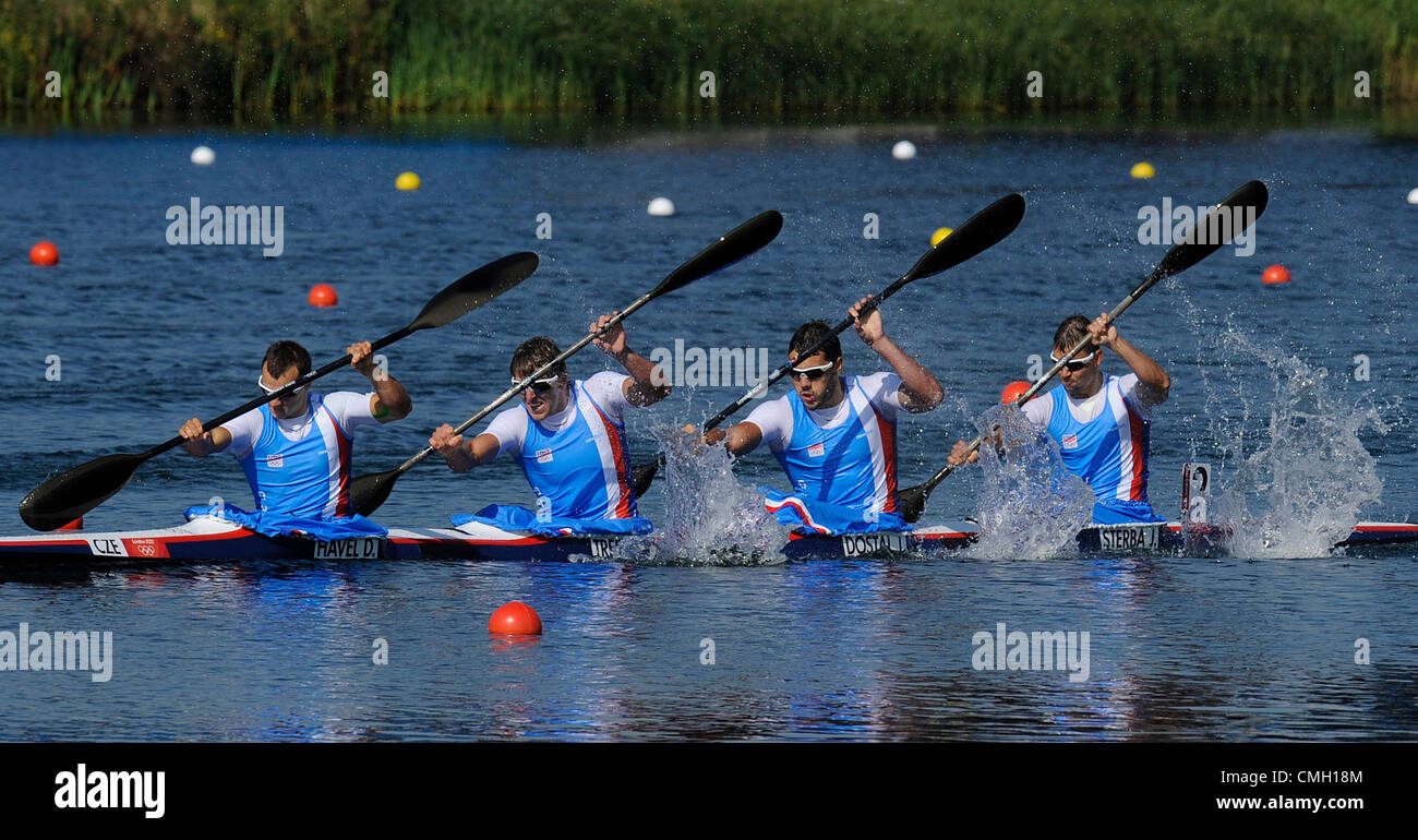Kayak Four (K4) 1000m Men Final A, Bronze medal for the Czechs. Daniel ...