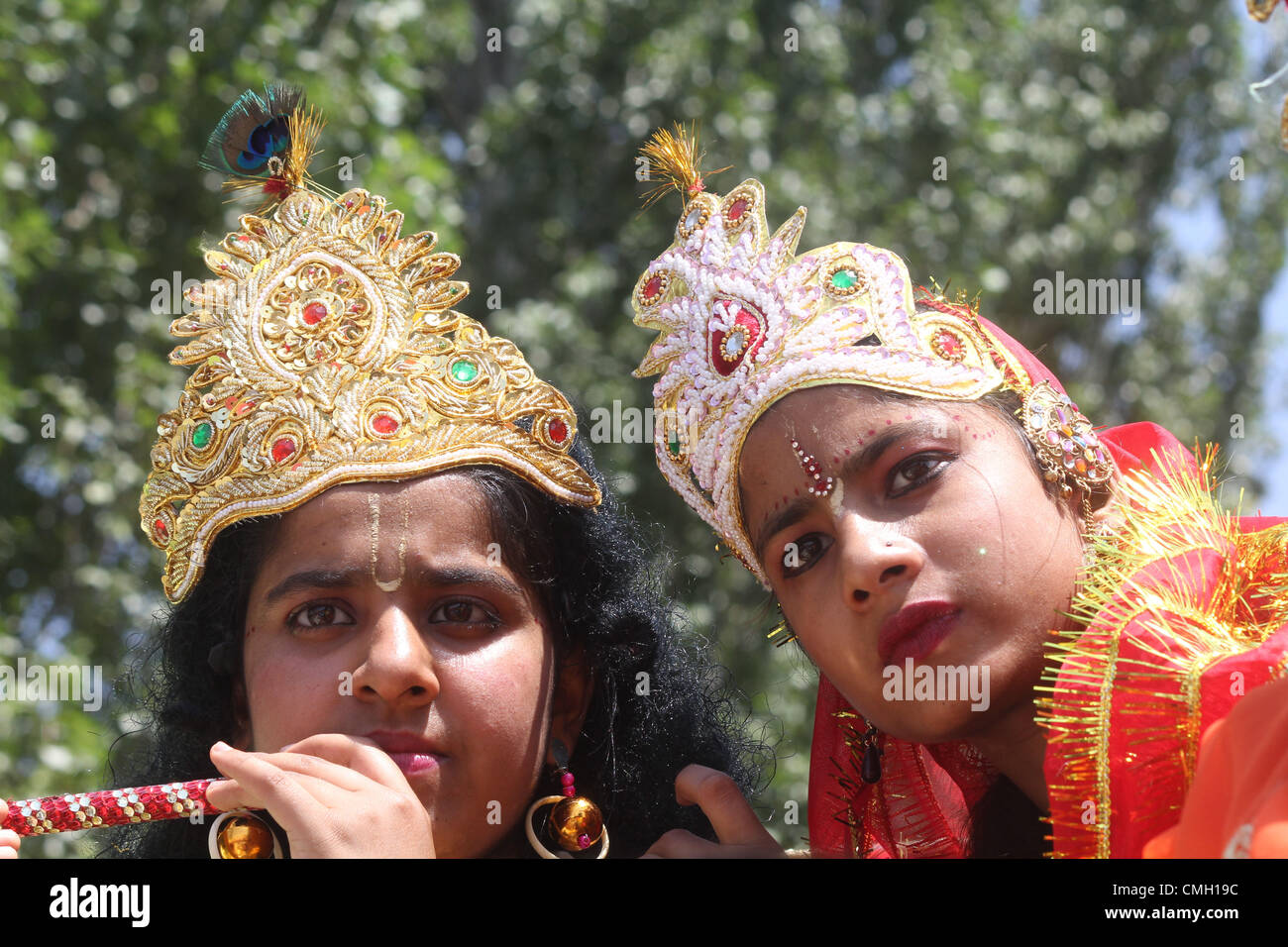 Aug. 9, 2012 - Children dressed as the Hindu Lord Krishna (R), and his ...