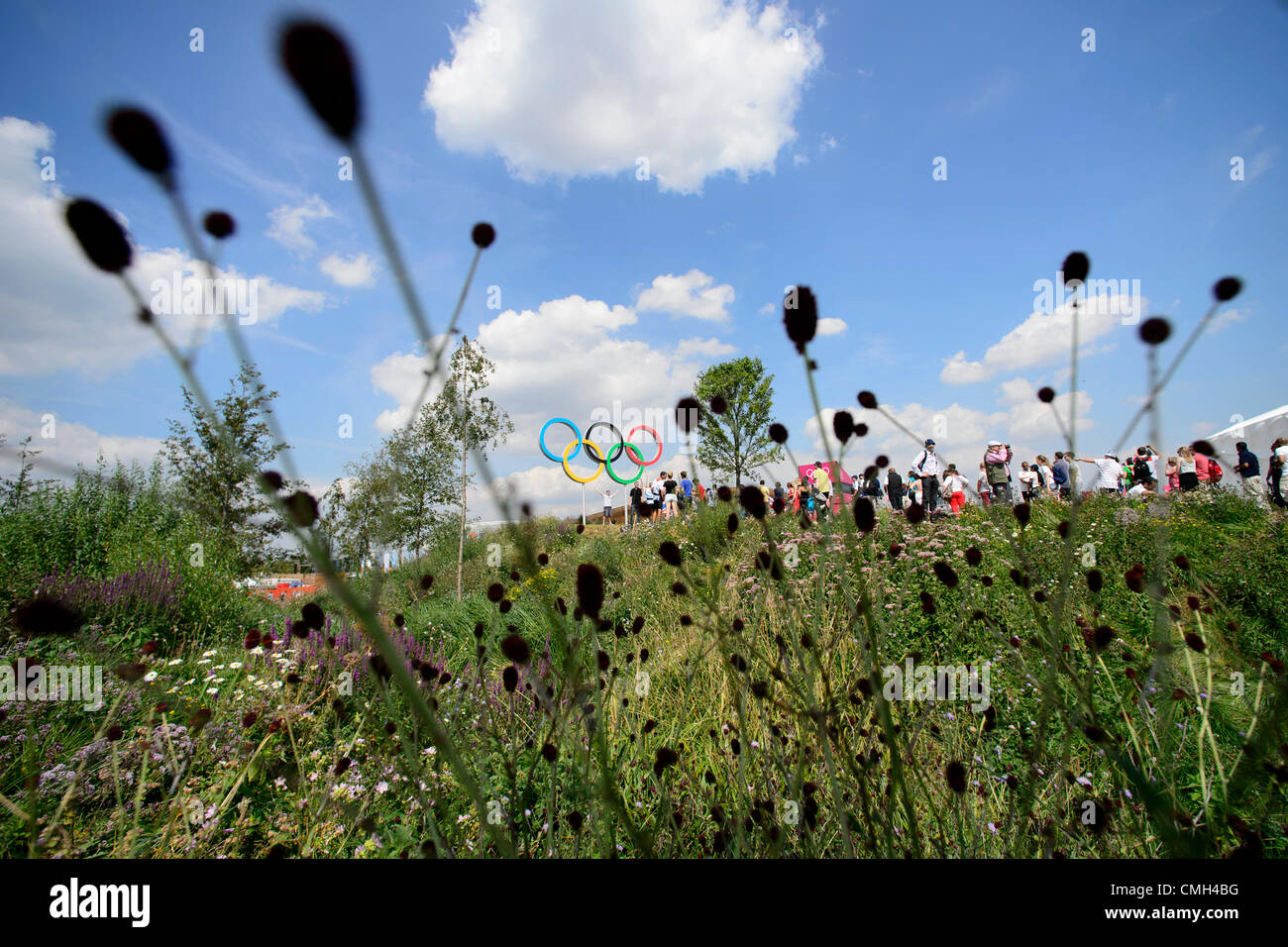 09.08.2012 London, England. A view of the Olympic Rings outside the ...