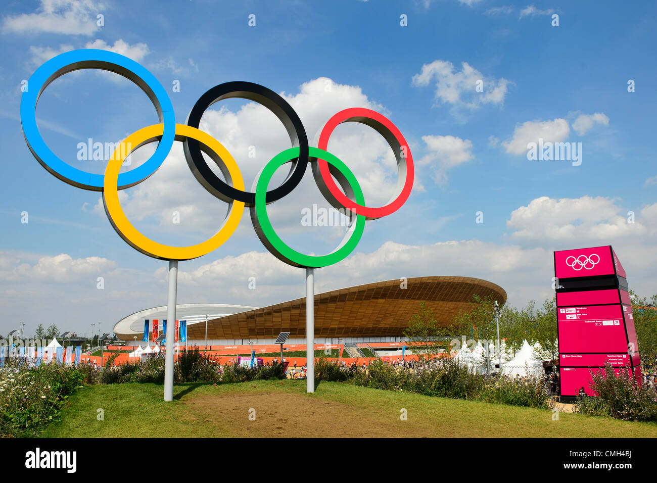 09.08.2012 London, England. A view of the Olympic Rings outside the ...