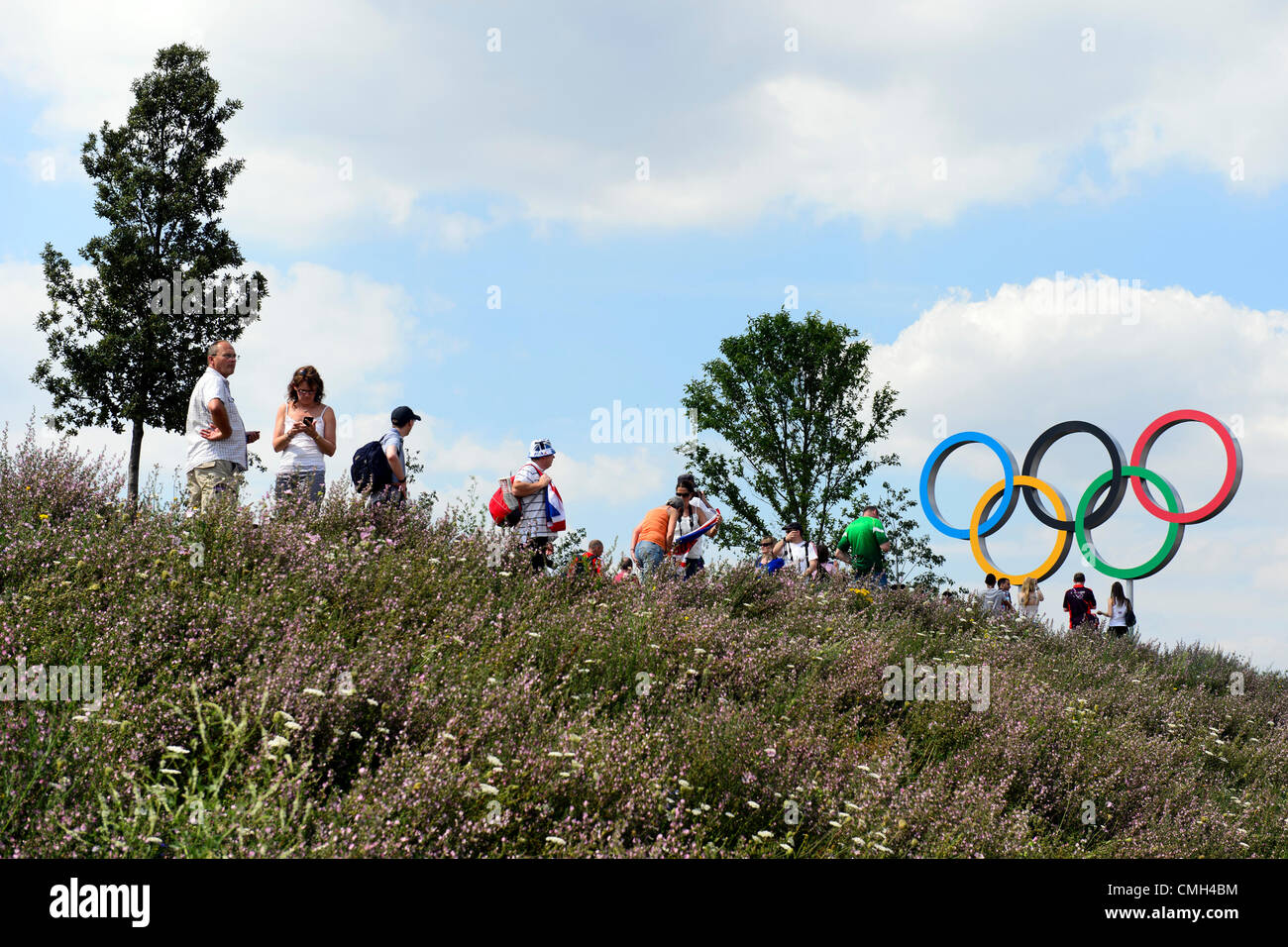 09.08.2012 London, England. A view of the Olympic Rings outside the ...