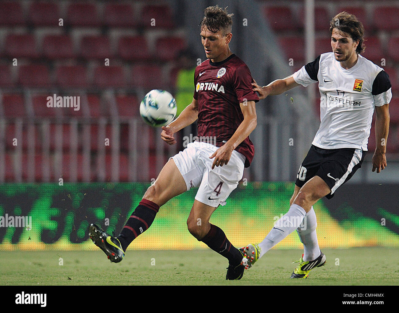 9th Aug 2012. Ondrej Svejdik (Sparta, left) and Benjamin Sulimani ...
