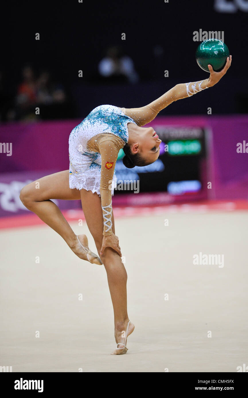 London 2012. Gymnastics Rhythmic 9.8.12 Wembley Arena .DMITRIEVA Daria ...