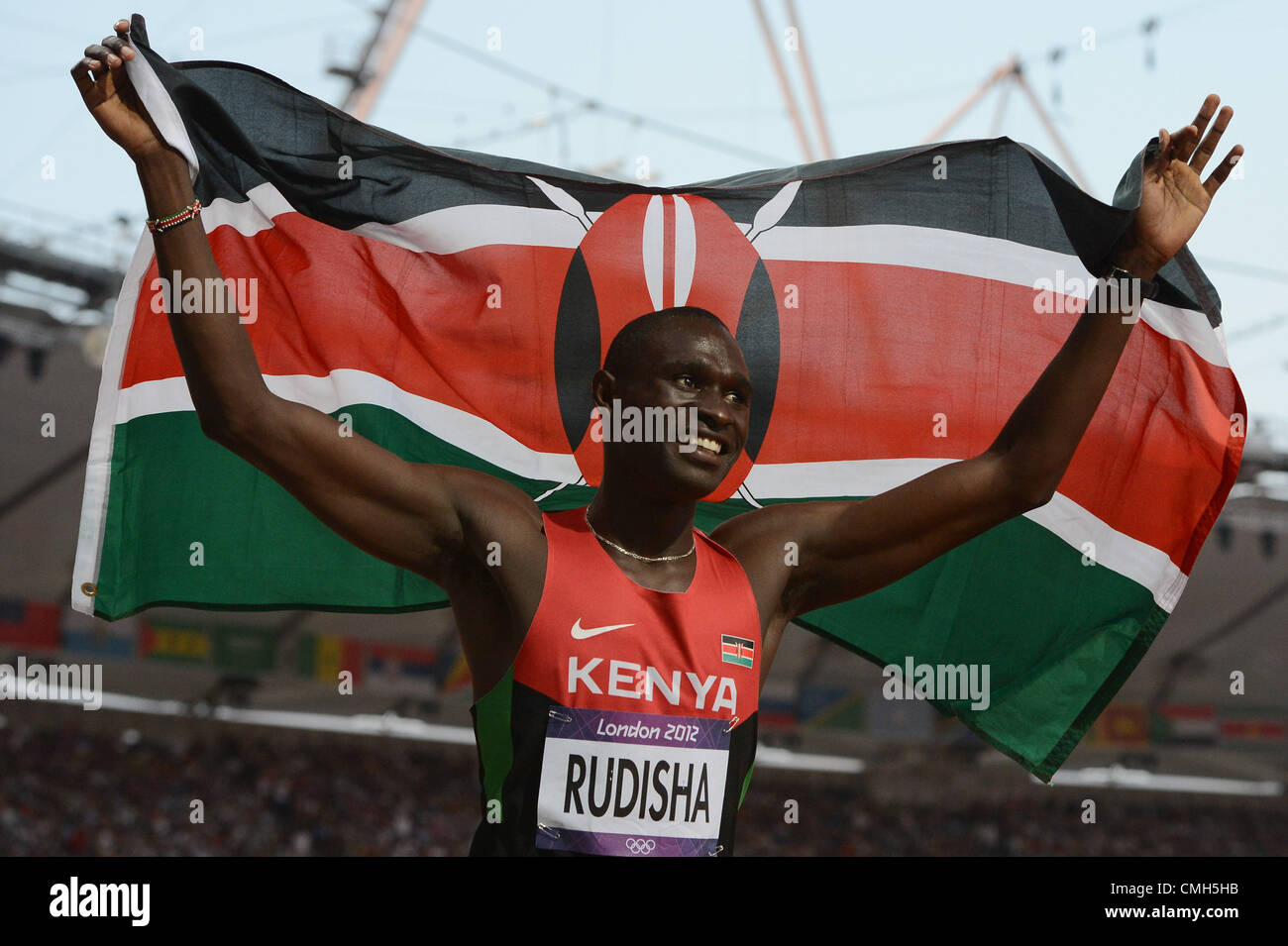 LONDON, ENGLAND - AUGUST 9, David Rudisha of Kenya sets a new world ...