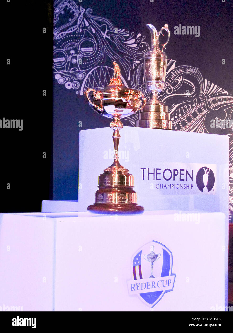 The Ryder Cup and the "Claret Jug" Open Golf Championship trophy on ...