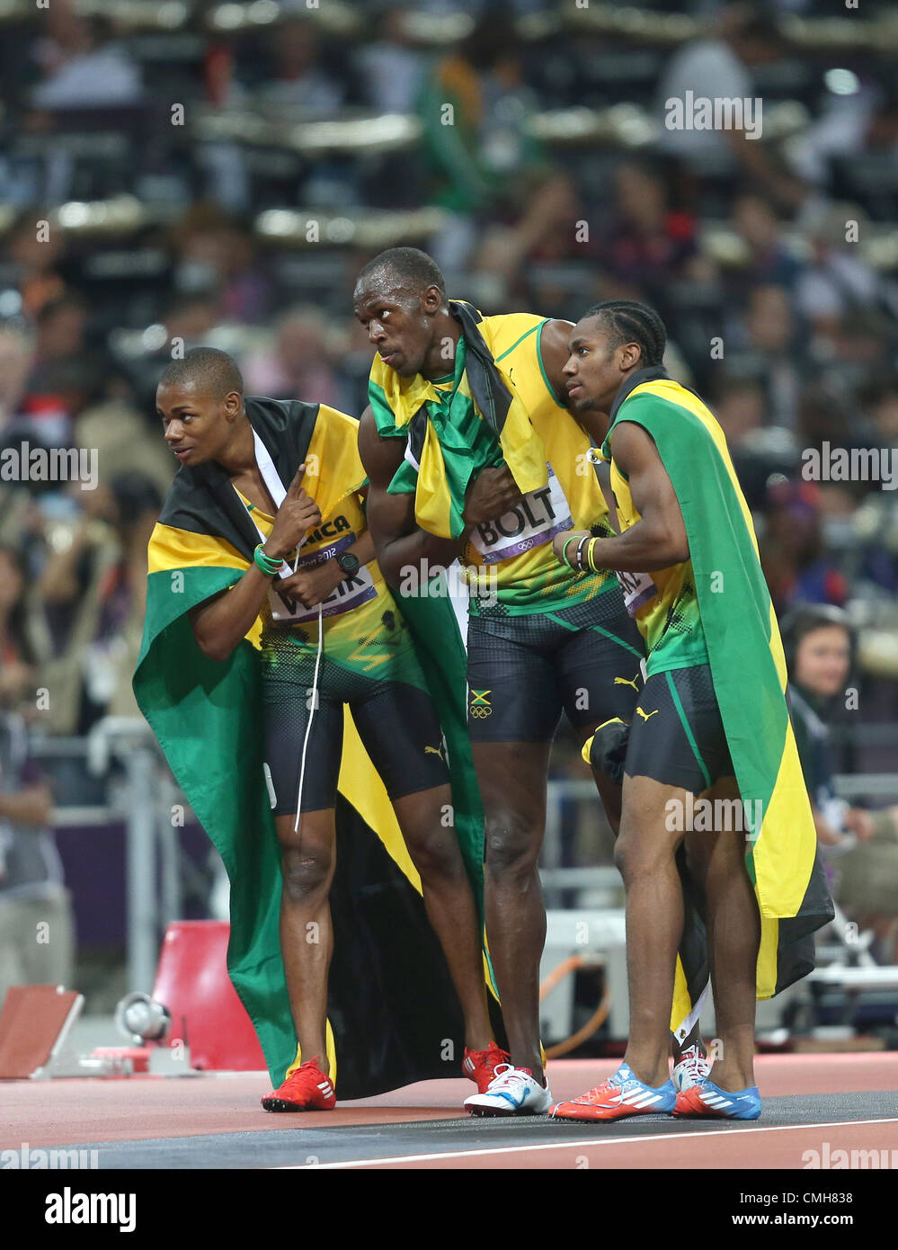 USAIN BOLT WARREN WEIR & YOHAN BLAKE 2012 OLYMPIC GAMES Stock Photo - Alamy