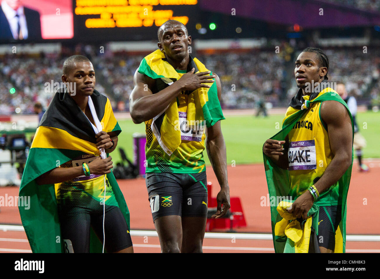 9th Aug 2012. Usain Bolt (JAM) with his gold medal for winning Men's ...