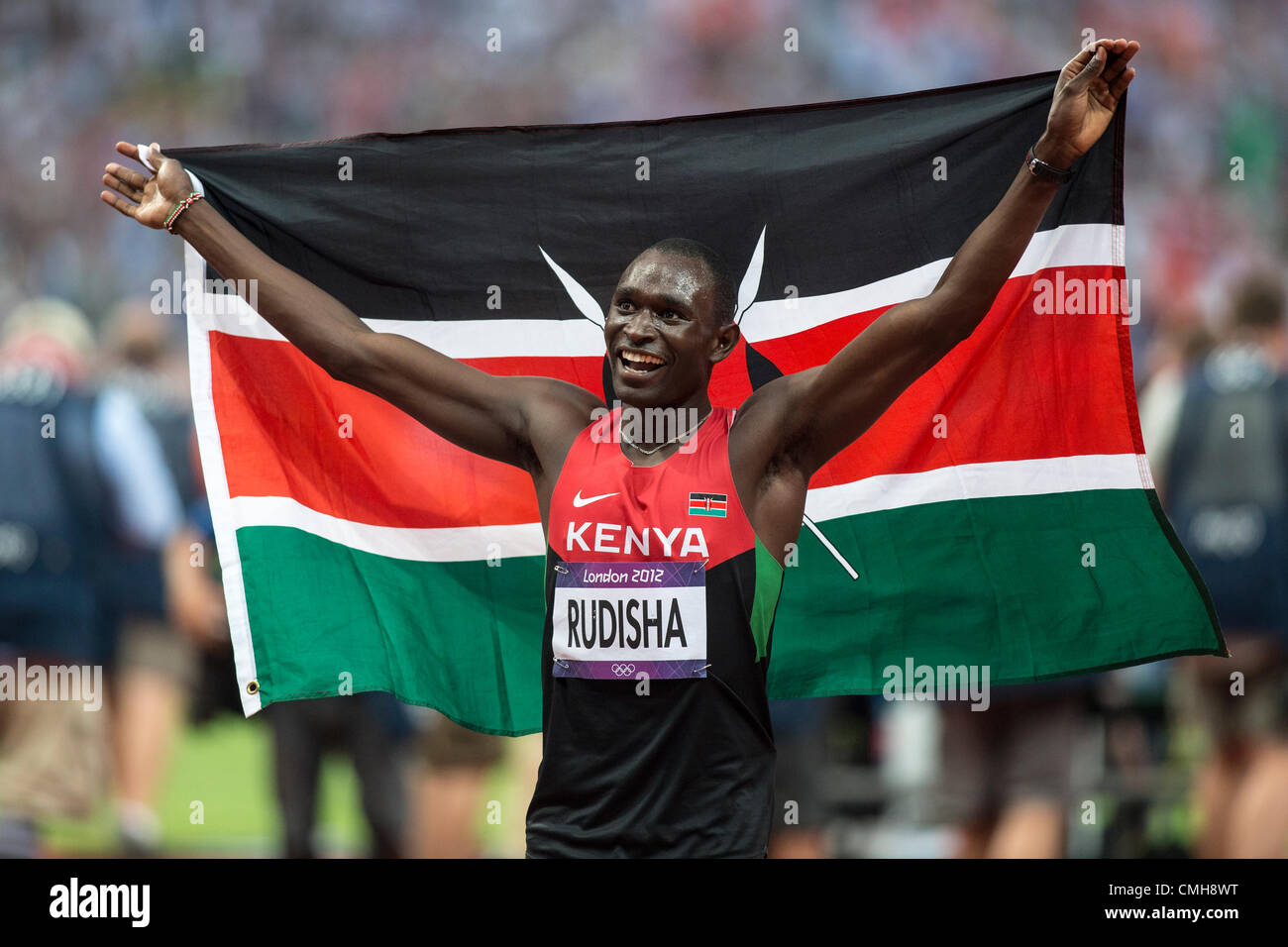 9th Aug 2012. David Rudisha (KEN) winning the gold medal in world ...