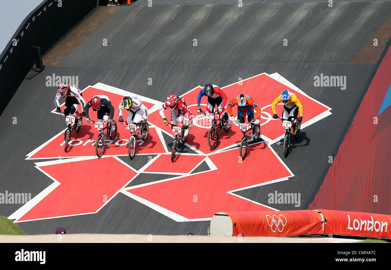 OLYMPIC MENS BMX, RACE START LONDON 2012 OLYMPIC GAMES, CYCLING BMX ...