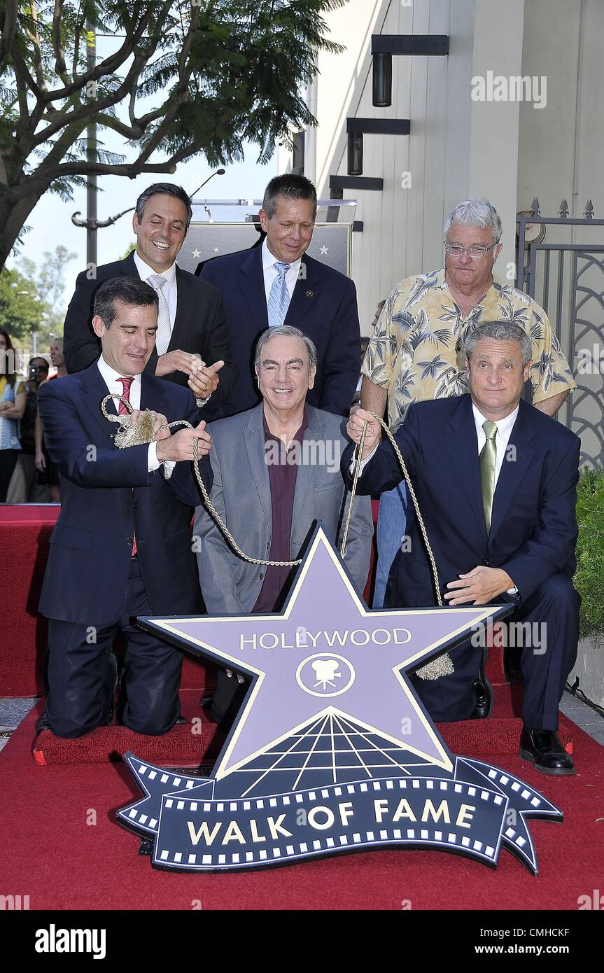 10th Aug 2012. Eric Garcetti, Joe Buscaino, Bill Farrar, Neil Diamond ...