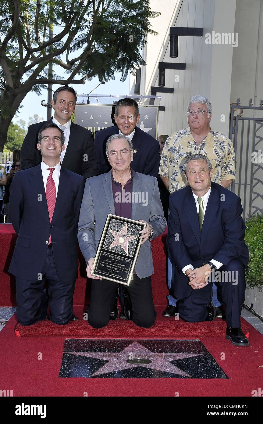10th Aug 2012. Eric Garcetti, Joe Buscaino, Bill Farrar, Neil Diamond ...