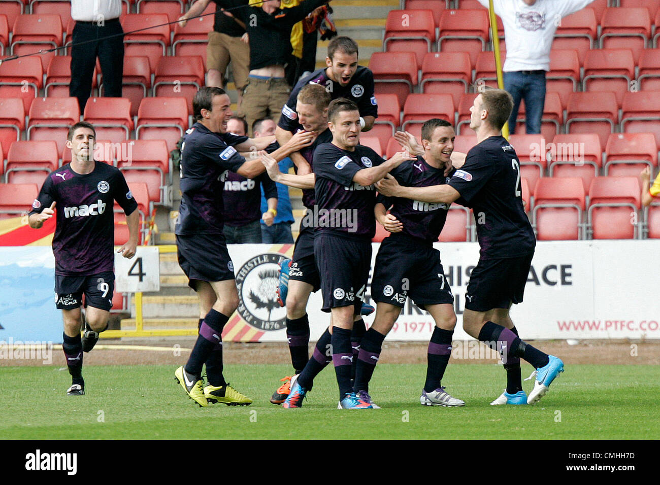 11th Aug 2012. 11.08.2012 Glasgow, Scotland. Partick celebrate scoring ...