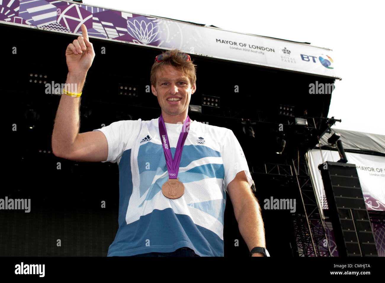 London, UK. 11/08/12. Rower, Alan Campbell winner of the Bronze in the ...