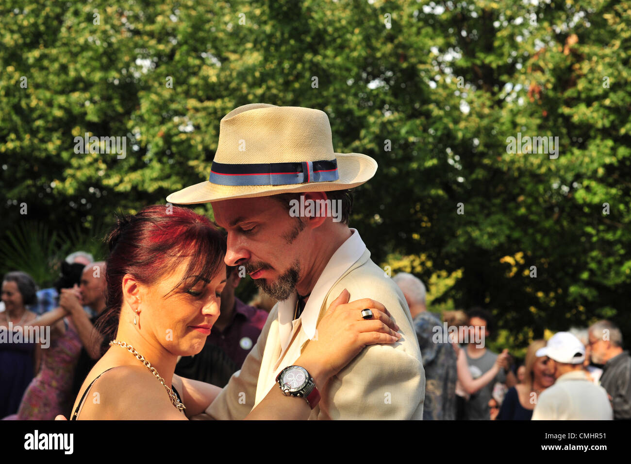 12th Aug 2012. Dancers Tim Baggaley and friend having fun in Regents ...