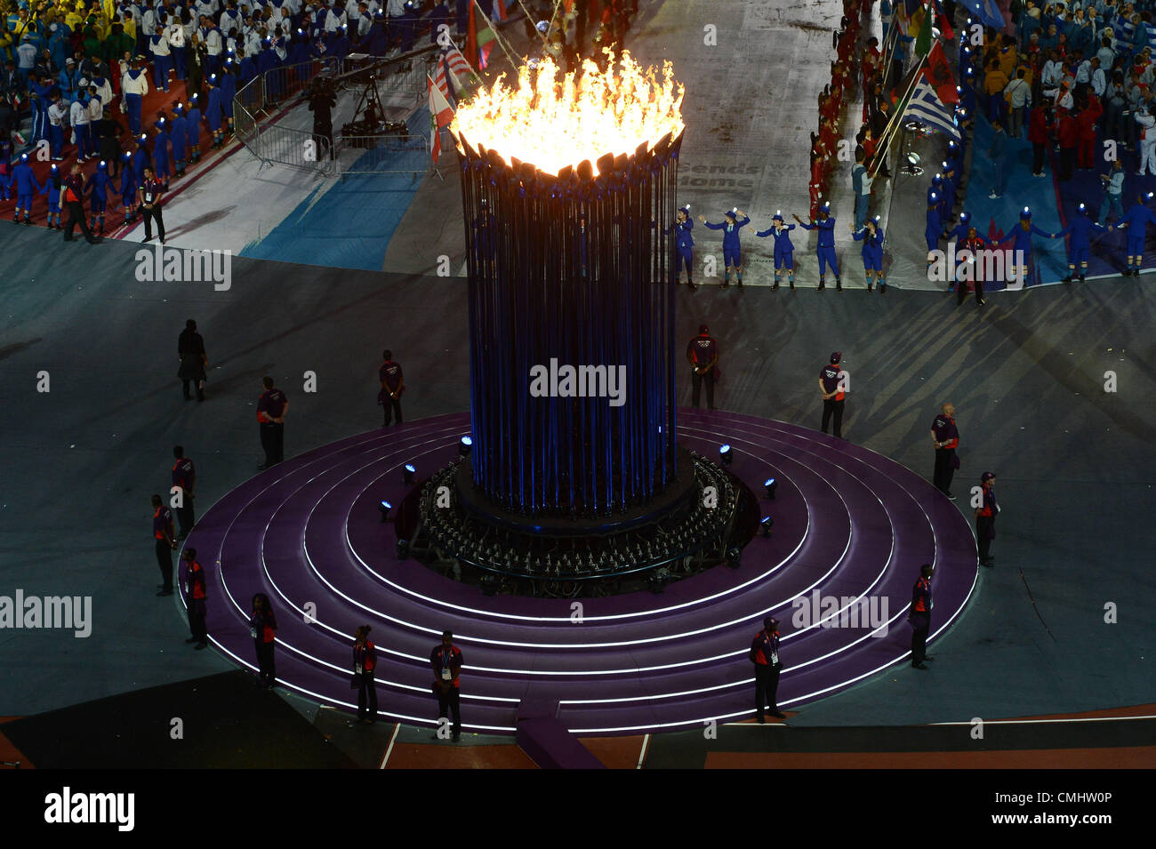 LONDON, ENGLAND - AUGUST 12, security and volunteers around the ...