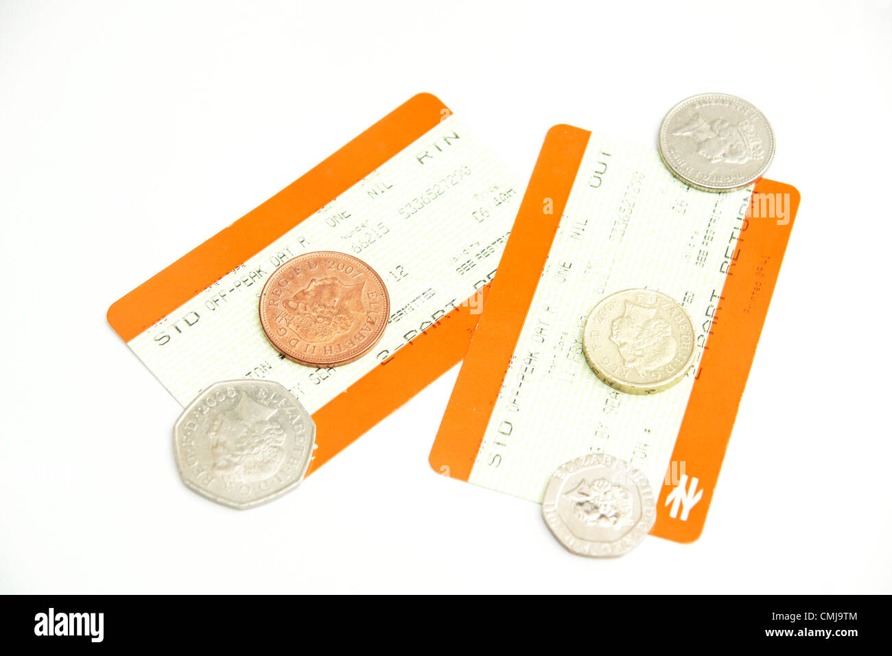 Railway train tickets & money Stock Photo - Alamy