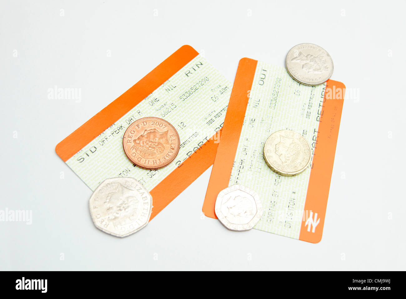 Railway train tickets & money Stock Photo - Alamy