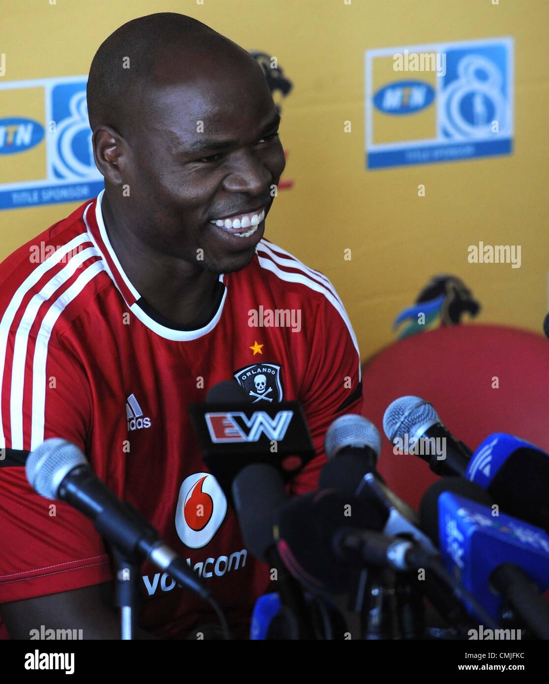 16th Aug 2012. JOHANNESBURG, SOUTH AFRICA - AUGUST 16, Collins Mbesuma ...